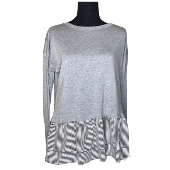 Ginger G | Tops | Ginger G Stripped Layered Ruffle Long Sleeve Top ...